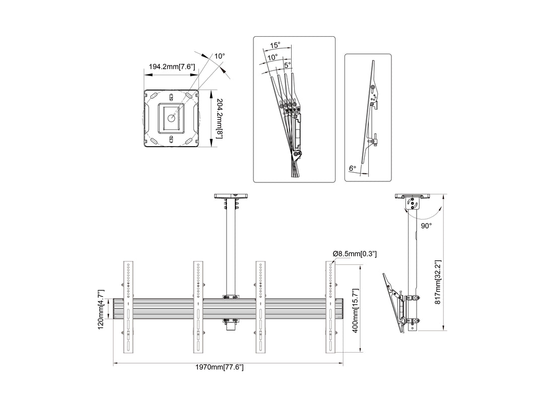 Dual-Screen Ceiling Mount (Side-by-Side) – Mount-It! PRO