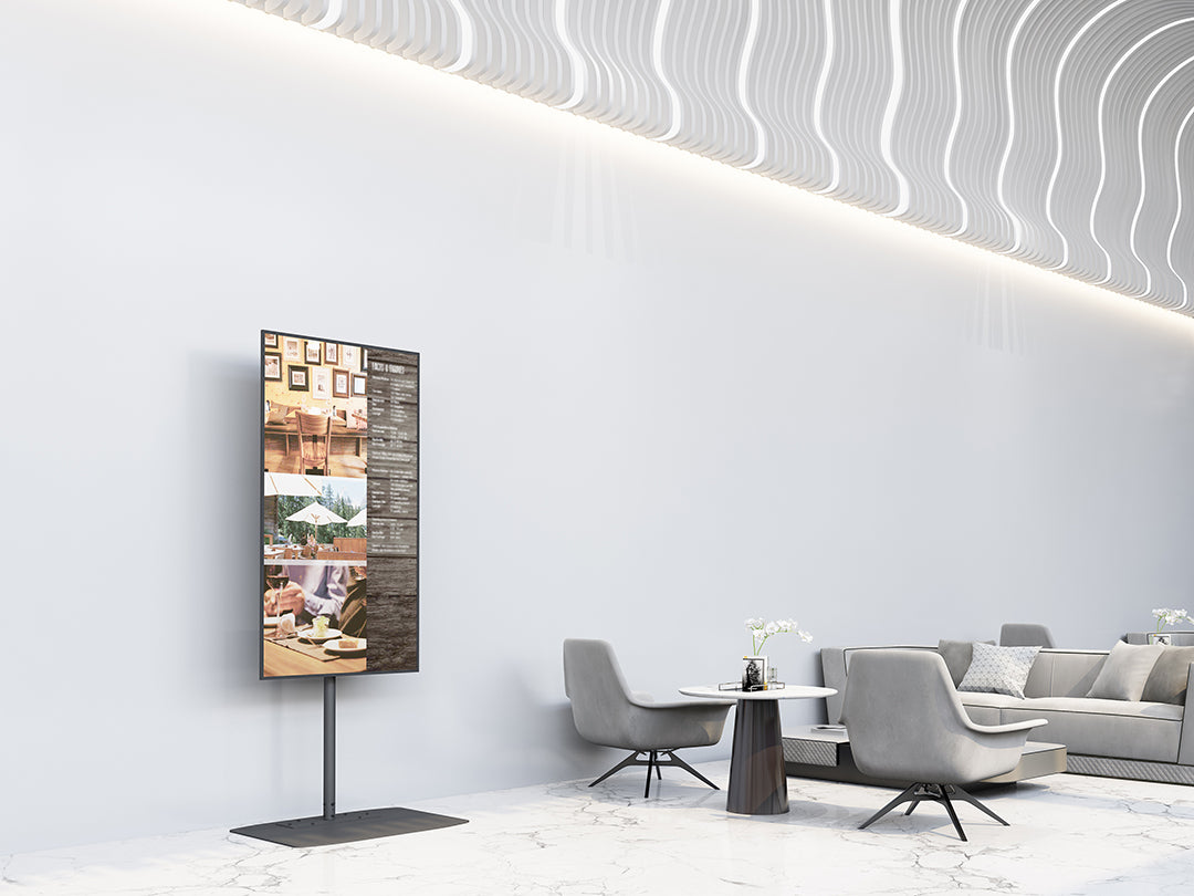 Single-Screen Single-Pole Floor Stand with Wide Base – Mount-It! PRO